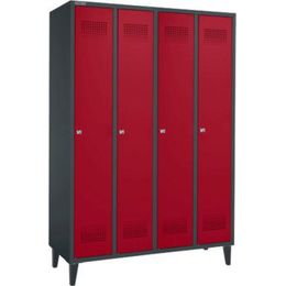 Sch&auml;fer Shop Sch&auml;fer Shop Genius Kleiderspind mit F&uuml;&szlig;en, 4 Abteile, Zylinderschloss, anthrazit/rot