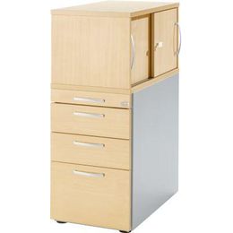 Sch&auml;fer Shop Sch&auml;fer Shop Genius Standcontainer mit Aufsatzschrank inkl. Schiebet&uuml;r, komplett abschlie&szlig;bar, runder Griff, ahorn
