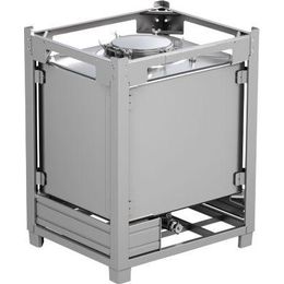 IBC-Container SCH&Auml;FER BTA PTFE, 1000 l, UN-Zulassung, Sicherheitsventil, stapelbar, auf Transportgestell, Edelstahl 1.4404 (V4A), B 1015 x T 1215 x H 1550 mm