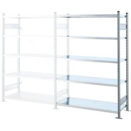 Sch&auml;fer Shop SSI Sch&auml;fer Steckboden-Fachregal VSR3000, Anbauregal, 5 B&ouml;den, Feldlast 750 kg, B 1282 x T 400 x H 1910 mm, Stahl verzinkt