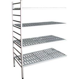 Aluminium-Steckregal, Anbaufeld, mit 4 Kunststoff-Rost-Fachb&ouml;den, H 1800 x B 1000 x T 600 mm