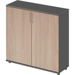 Sch&auml;fer Shop Sch&auml;fer Shop Genius Fl&uuml;gelt&uuml;renschrank TETRIS WOOD, 3 OH, H&ouml;he inkl. Gleiter, B 1200 mm, graphit/Eiche