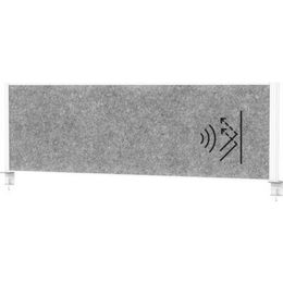 Maul Tisch-Trennwand Maulconnecto, Akustikvlies 4000 g/m&sup2;, Aluminiumprofil, B 1600 x H 500 mm, Akustik dunkelgrau, wei&szlig;