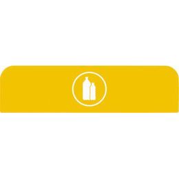 Hinweistafel f&uuml;r konfigurierbare Recyclingstation von Rubbermaid, f&uuml;r 125 Liter Beh&auml;ltereinheit, B 610 x H 203 x T 20 mm, Kunststoff, gelb