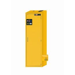 Sicherheitsschrank Typ 90 ASECOS S-CLASSIC-90, Fl&uuml;gelt&uuml;r mit T&uuml;rfeststellanlage, Anschlag rechts, Front Sicherheitsgelb, B 596 x T 616 x H 1968 mm