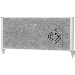 Maul Tisch-Trennwand Maulconnecto, Akustikvlies 4000 g/m&sup2;, Aluminiumprofil, B 1200 x H 500 mm, Akustik dunkelgrau, silber