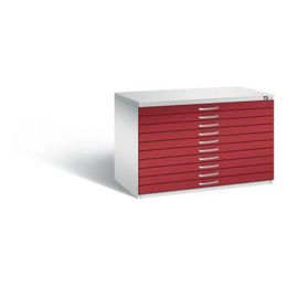 Planschrank aus Stahl, f&uuml;r Formate bis DIN A1, 10 Schubladen