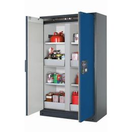 Sicherheitsschrank Typ 90 ASECOS Q-CLASSIC-90, Fl&uuml;gelt&uuml;ren, Front Enzianblau, B 1193 x T 615 x H 1953 mm