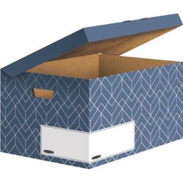 Klappdeckelbox Maxi BANKERS BOX&reg; D&eacute;cor, FSC&reg;-zertifizierter Karton, L 570 x B 367 x H 291 mm, f&uuml;r DIN A4 Formate, schieferblau, 5 St&uuml;ck