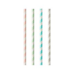 Trinkhalme Papstar Stripes, Einweg, L 200 x &Oslash; 6 mm, aus FSC&reg;-zertifiziertem Papier, farbsortiert, 100 St&uuml;ck