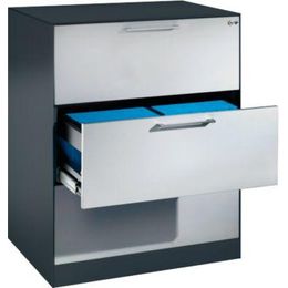 H&auml;ngeregistraturschrank ASISTO C 3000, 3 Schubladen, 2-bahnig, B 800 mm, anthrazit/alusilber