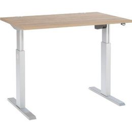 Sch&auml;fer Shop Sch&auml;fer Shop Select Schreibtisch ERGO-T, elektrisch h&ouml;henverstellbar, Rechteck, T-Fu&szlig;, B 1200 x T 800 x H 725-1185 mm, Eiche/wei&szlig;aluminium