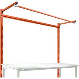 Manuflex Aufbauportal m. Ausleger, Grundtisch STANDARD Arbeitstisch/Werkbank UNIVERSAL/PROFI, 2000 mm, rotorange