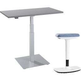 2-tlg. B&uuml;rom&ouml;bel-Set, Monos&auml;ulen-Beistelltisch Start Off, elektrisch h&ouml;henverstellbar, graphit/wei&szlig;aluminium