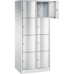 C+P Schlie&szlig;fachschrank Resisto, 2 Abteile, 8 F&auml;cher, B 772 x T 540 x H 1950 mm, Lichtgrau/Rubinrot