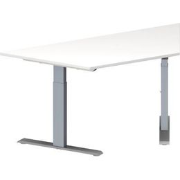 Sch&auml;fer Shop Sch&auml;fer Shop Genius Konferenztisch MODENA FLEX, Trapez, T-Fu&szlig; Rechteckrohr, B 1600 x T 800 x H 650-850 mm, wei&szlig;/wei&szlig;aluminium RAL 9006