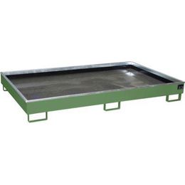 Bauer Regalwanne RW 2200-2 PE, mit PE-Einsatz, L 2165 x B 1315 x H 510 mm, resedagr&uuml;n RAL 6011