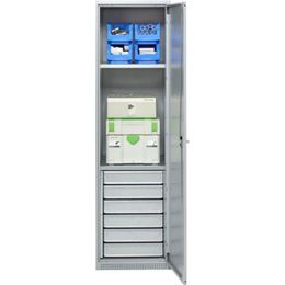 Sch&auml;fer Shop Sch&auml;fer Shop Genius Materialschrank FS, 5 OH, abschlie&szlig;bar, 2 Fachb&ouml;den/6 Sch&uuml;be, bis 250 kg, B 545 x T 520 x H 1950 mm, Stahl, wei&szlig;alu/wei&szlig;alu