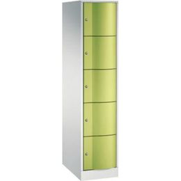 C+P Schlie&szlig;fachschrank Resisto, 1 Abteil, 5 F&auml;cher, B 396 x T 640 x H 1950 mm, Lichtgrau/Clowngr&uuml;n