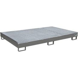 Bauer Regalwanne RW-GR 2200-1 PE, mit PE-Einsatz, mit Gitterrost, L 2165 x B 1315 x H 230 mm , mausgrau RAL 7005