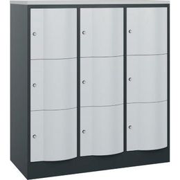 C+P Schlie&szlig;fachschrank Resisto, 3 Abteile, 9 F&auml;cher, B 1148 x T 540 x H 1255 mm, Anthrazitgrau/Lichtgrau