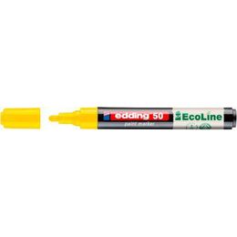 Lackmarker Edding 50 EcoLine, Schreibfarbe Gelb, Rundspitze, Strichst&auml;rke 2-3 mm, mit Kappe, wasserbasiert, nachf&uuml;llbar, 1 St&uuml;ck