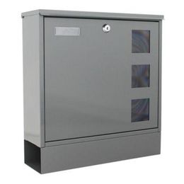 Rottner Briefkasten Postale, Wandmontage, Namensschlid/Postrolle/Sichtfenster, Zylinderschloss, 2 Schl&uuml;ssel, Stahlblech, B 365 x T 120 x H 380 mm