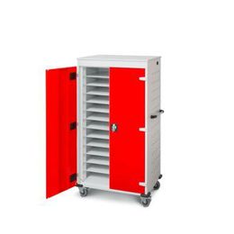 Laptopwagen mit Ladefunktion, 2-Punkt-Verriegelung, Feststellbremse, 26 F&auml;cher, B 920 x T 500 x H 1540, verkehrsrot