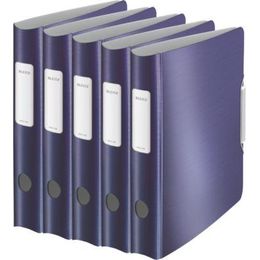 Leitz&reg; Ordner Active Style, DIN A4, R&uuml;ckenbreite 65 mm, 5 St&uuml;ck, titan blau