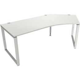 Sch&auml;fer Shop Sch&auml;fer Shop Genius Winkelschreibtisch MODENA FLEX, 135&deg;, B&uuml;gelfu&szlig;, Ansatz rechts, B, B 2165 mm, lichtgrau