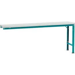 Manuflex Ansatztisch UNIVERSAL Spezial, 2000 x 800 mm, Melamin lichtgrau, wasserblau