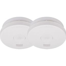Fa.Brennenstuhl Brennenstuhl Feuermelder 2er-Set RML 3100, 10-Jahres-Batterie, 85 dB Alarmsignal, Stummschaltung, Q-Siegel, VdS-zertifiziert, ⌀ 100 x H 31 mm, wei&szlig;