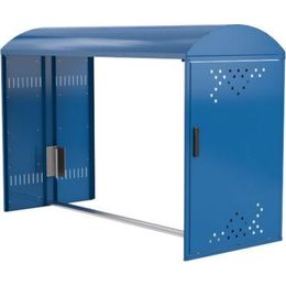 Anbausatz ohne Seitenwand f&uuml;r Fahhradgarage BikeBox 1 B mit Bogendach, enzianblau RAL 5010
