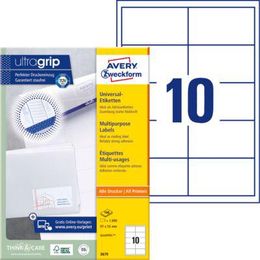Avery Zweckform Avery&reg; Zweckform Etiketten 3679, A4, universell, permanenthaftend, ultragrip, druckergeeignet, FSC&reg;-Papier, rechteckig, wei&szlig;, 1000 St&uuml;ck auf 100 Bogen