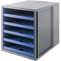 HAN Schubladenbox SCHRANK-SET KARMA, 5 offene Schubladen, DIN A4, leichtlaufend, B 275 x T 330 x H 320 mm, blau