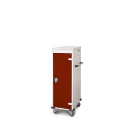 Laptopwagen mit Ladefunktion, 2-Punkt-Verriegelung, Feststellbremse, 10 F&auml;cher, B 530 x T 1250 x H 500, braun