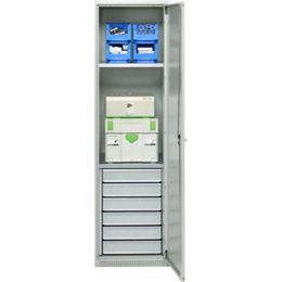 Sch&auml;fer Shop Sch&auml;fer Shop Genius Materialschrank FS, 5 OH, abschlie&szlig;bar, 2 Fachb&ouml;den/6 Sch&uuml;be, bis 250 kg, B 545 x T 520 x H 1950 mm, Stahl, lichtgrau/lichtgrau