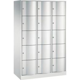 C+P Schlie&szlig;fachschrank Resisto, 3 Abteile, 15 F&auml;cher, B 1148 x T 540 x H 1950 mm, Lichtgrau/Lichtgrau