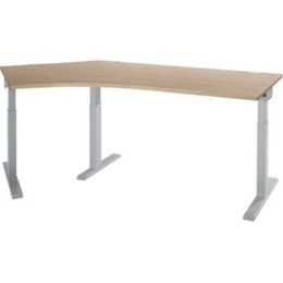 Sch&auml;fer Shop Sch&auml;fer Shop Select Winkelschreibtisch ERGO-T 2.0, 135&deg; Winkel, Ansatz links, T-Fu&szlig;, B 2165 x T 800 x H 675-895 mm, Eiche/wei&szlig;alu