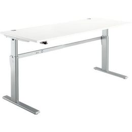 Schreibtisch Standard, elektrisch höhenverstellbar, Rechteck, C-Fuß, B 1800 x T 800 x H 725-1185 mm, weiß/weißaluminium RAL 9006