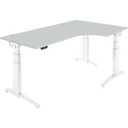 Sch&auml;fer Shop Sch&auml;fer Shop Genius Schreibtisch ERGOSTYLE S, 90&deg;, Ansatz rechts, elektrisch h&ouml;henverstellbar, C-Fu&szlig;, zweistufig, B 2000 x T 800 x H 645-1305 mm, inkl. Memory Master, lichtgrau/wei&szlig;