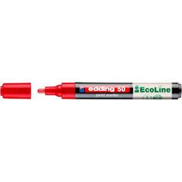 Lackmarker Edding 50 EcoLine, Schreibfarbe Rot, Rundspitze, Strichst&auml;rke 2-3 mm, mit Kappe, wasserbasiert, nachf&uuml;llbar, 1 St&uuml;ck