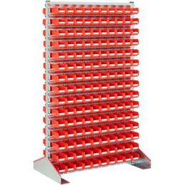 St&auml;nderregal zweiseitig, B 1130 x T 700 x H 1885 mm, 300 x 0,7 l, rot