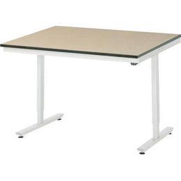 Rau Arbeitstisch Adlatus, elektrisch h&ouml;henverstellbar, 22 mm MDF-Platte, bis 150 kg, B 1250 x T 1000 x H 720-1120 mm, bRaun/lichtgRau