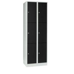 Wertfachschrank 300 mm, 2 Abteile, 6 F&auml;cher, Sicherheitszylinderschloss, Sockel, tiefschwarz