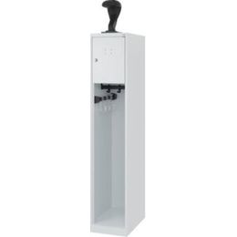 Feuerwehrspind C+P Evolo Youngster, 1 Abteil, mit Helmhalter, Bodengleiter, B 300 x T 500 x H 1530 mm, RAL 7035 Lichtgrau