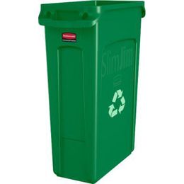 Rubbermaid Slim Jim&reg; Abfallbeh&auml;lter, 87 Liter, gr&uuml;n, m. Recycling-Symbol