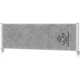 Maul Tisch-Trennwand Maulconnecto, Akustikvlies 4000 g/m&sup2;, Aluminiumprofil, B 1600 x H 500 mm, Akustik dunkelgrau, silber