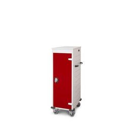 Laptopwagen mit Ladefunktion, 2-Punkt-Verriegelung, Feststellbremse, 10 F&auml;cher, B 530 x T 1250 x H 500, weinrot