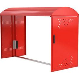 Anbausatz ohne Seitenwand f&uuml;r Fahhradgarage BikeBox 1 B mit Bogendach, verkehrsrot RAL 3020
